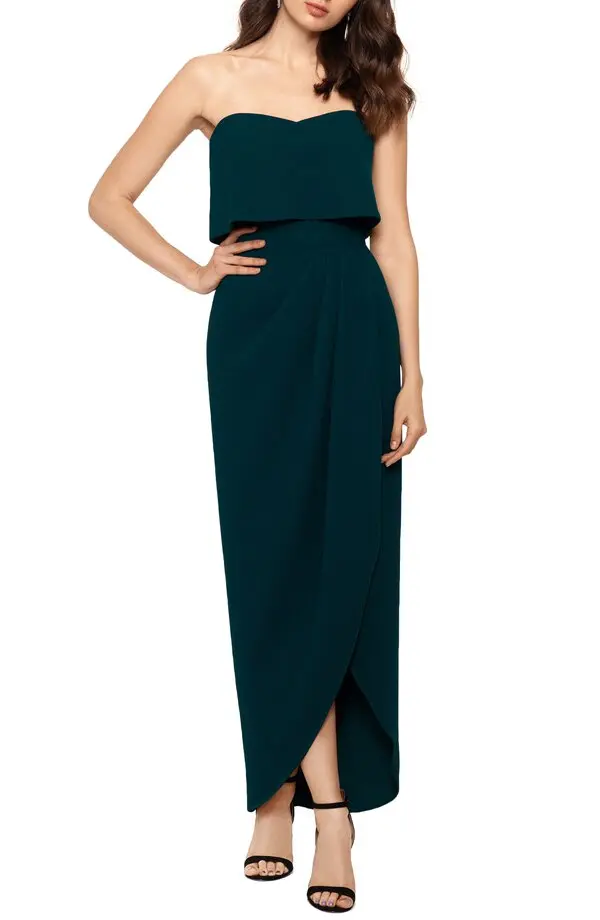 Xscape Strapless Popover Scuba Crepe Gown Emerald Editorialist - Main Image