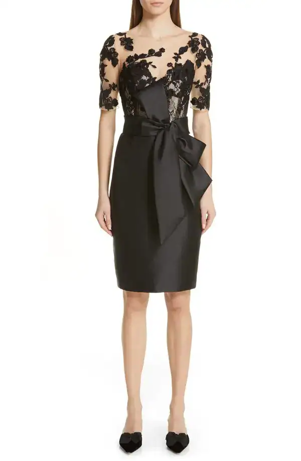 badgley mischka black lace dress Badgley Mischka High Neck Black Lace Sheath Dress, Size: 2