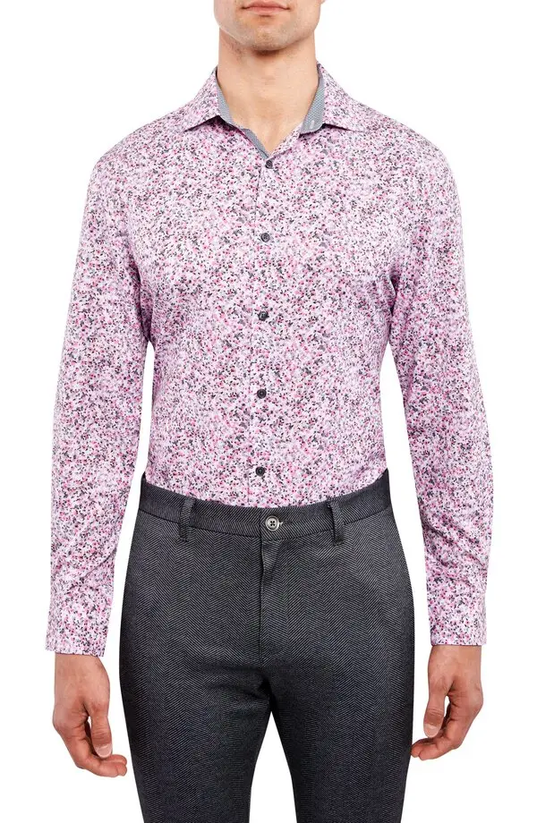 big and tall floral dress shirts SOCIETY OF THREADS Men's Big & Tall Floral Printed Woven Shirt, Navy Blue, 3XLT