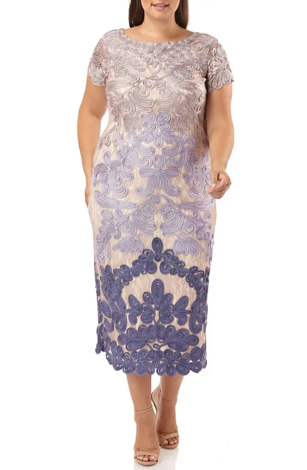 Js Collections Soutache Midi Dress - Taupe Plum | Editorialist