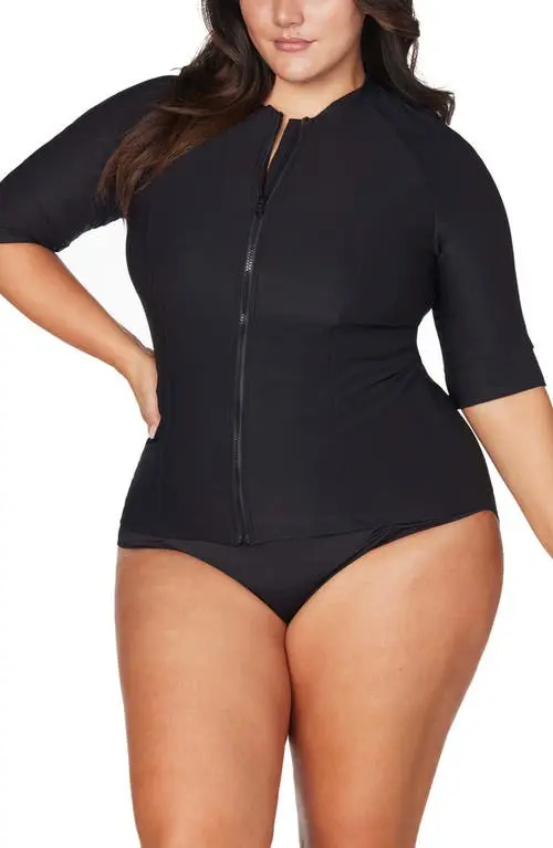 ARTESANDS Sunsafe Short Sleeve Swim Top - Black