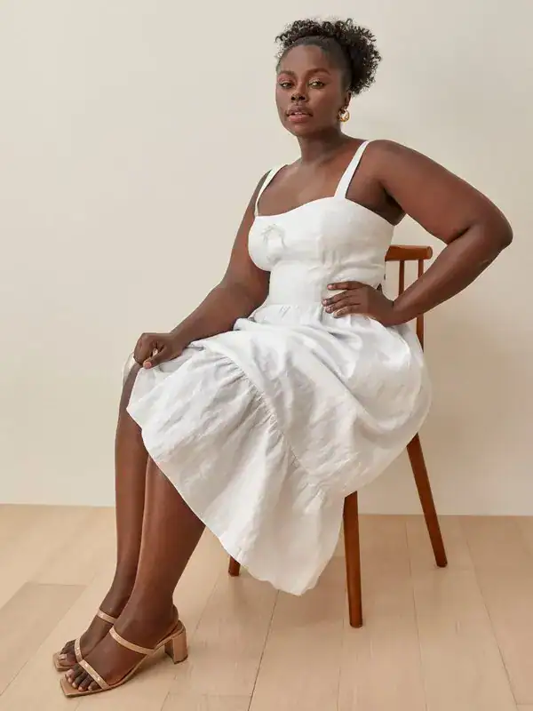 Reformation Maegan Linen Dress Es - White | Editorialist