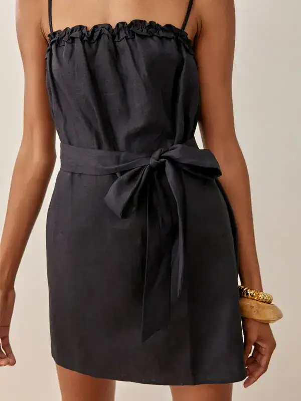Reformation Ama Linen Dress - Black | Editorialist