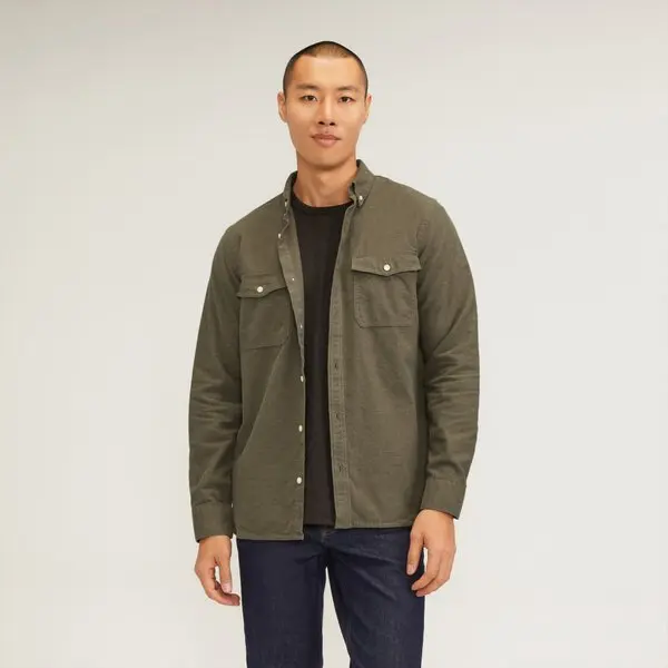 Everlane Brushed Flannel Shirt - Heathered Thyme