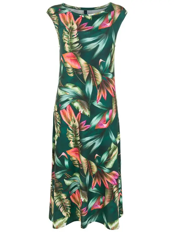 LYGIA & NANNY Leaf Print Midi Dress - Green