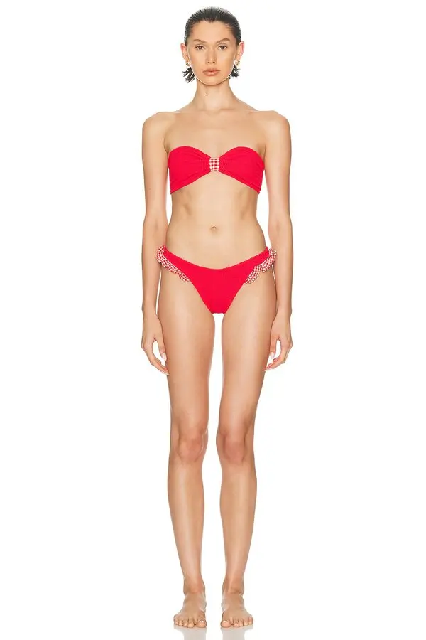 Hunza G Jean Bikini Set - Red & Red Gingham