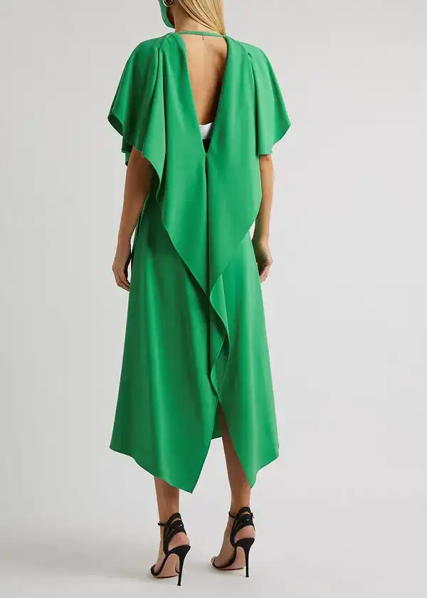 green roland mouret dress Roland Mouret Green Crepe Ardingly Midi Dress XL Roland Mouret