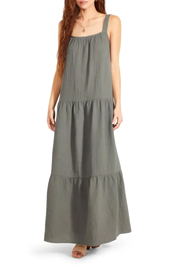 bb dakota green maxi dress BB Dakota Dresses | BB Dakota Maxi Dress Medium Green Tiered Sundress Under The Sun Nwt | Color: Green | Size: M