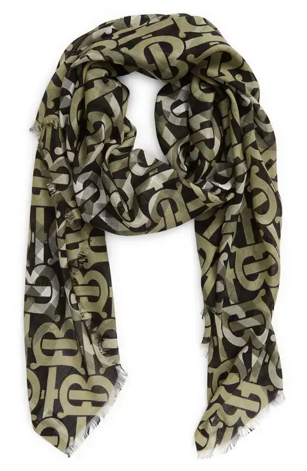 Burberry Tb Monogram Scarf Burberry TB Monogram Striped Silk