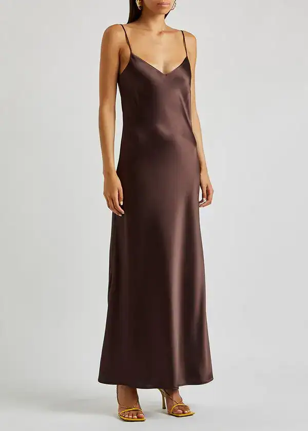 dark brown slip dress ANINE BING Laurel Dress