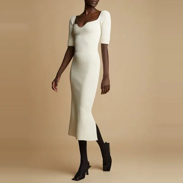 khaite ivory dress Khaite Women's Ria Linen-Blend Maxi Dress - Cream