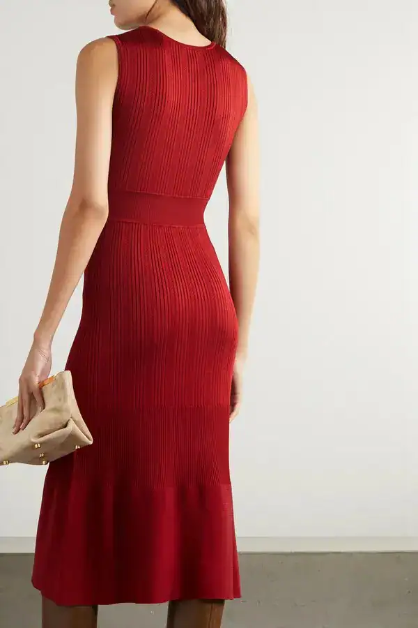 Jason Wu Ribbed-Knit Dress In Burgundy - 60% Off | Editorialist
