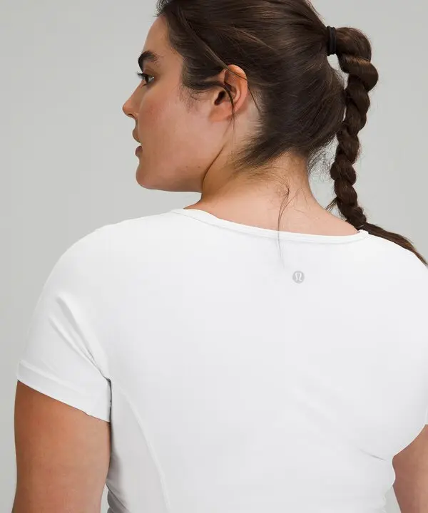 Lululemon Nulu™ Cropped Slim Yoga Short Sleeve Shirt In White 28