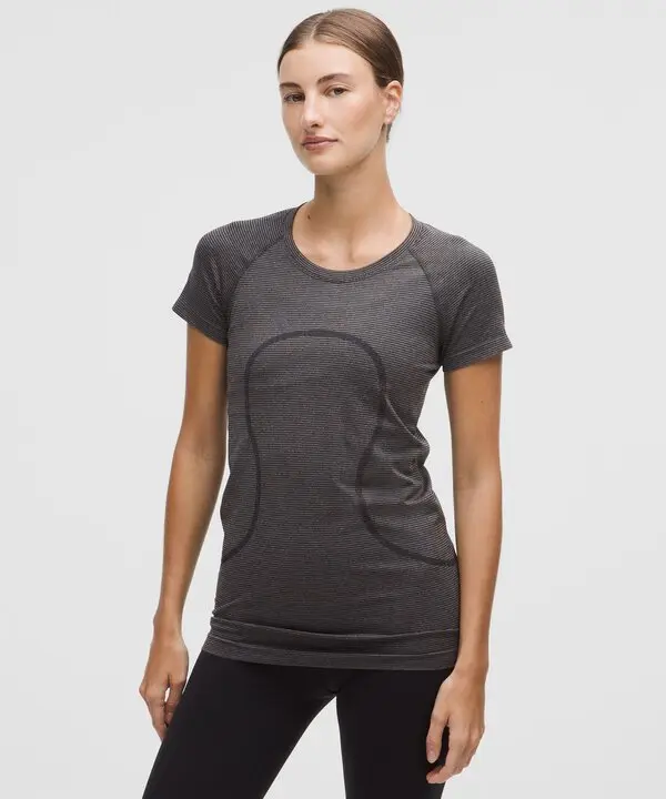 Lululemon Swiftly Tech Short-sleeve Shirt 2.0 - Spandex Stripe Nightmoth/light Ivory