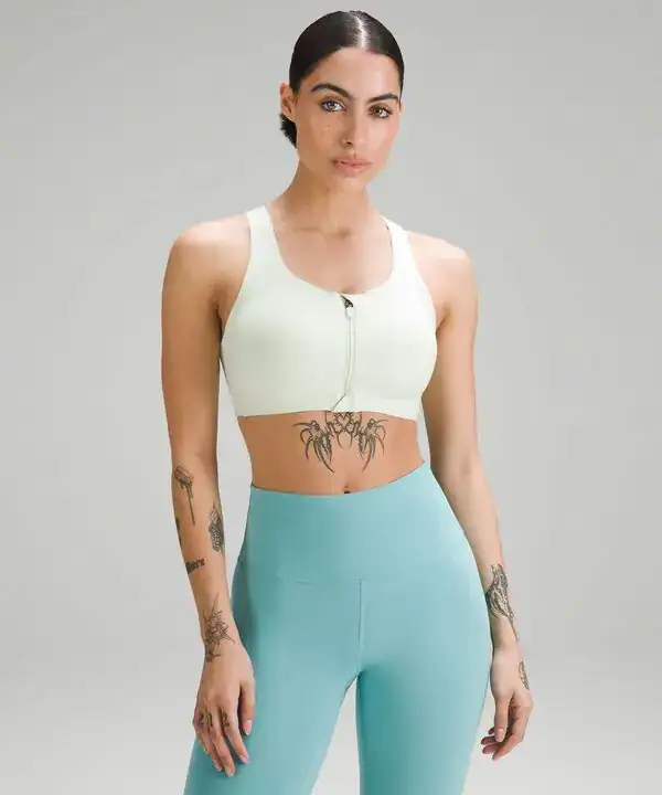 Lululemon Enlite Front-Zip Bra Kohlrabi Green Editorialist