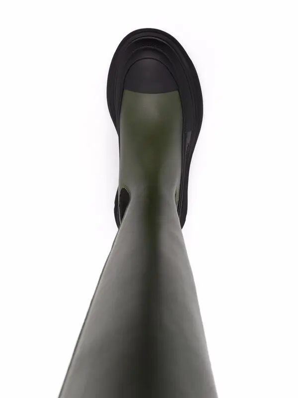 Alexander McQueen Tread Slick Leather Mid-calf Boots