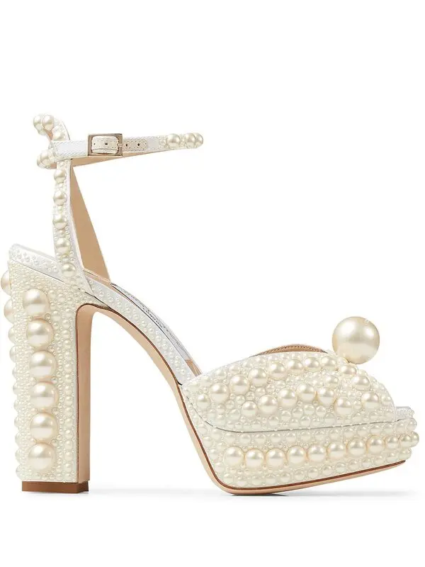 JIMMY CHOO Sacaria 120mm Platform Sandals - White