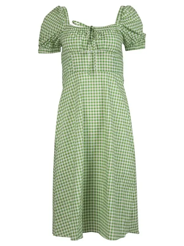 olive green gingham dress Easy Gingham Dress- Natural – OLIVE + FINN main image 0