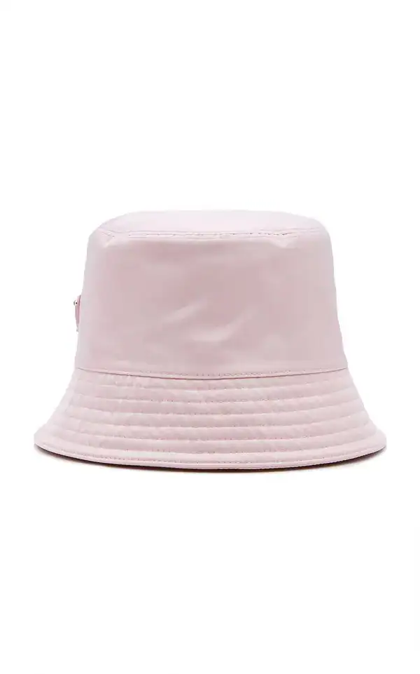 Prada Logo-Embellished Satin Bucket Hat M - Pink,Neutral | Editorialist