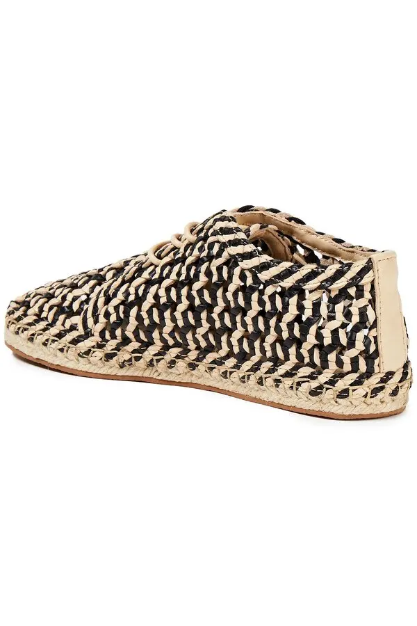 Zimmermann Woven Braided Leather Espadrille Tan White Ivory Shoes Size‎ 11 NWOB Zimmermann Woven Espadrilles Platforms in Saddle Tan  main image 2