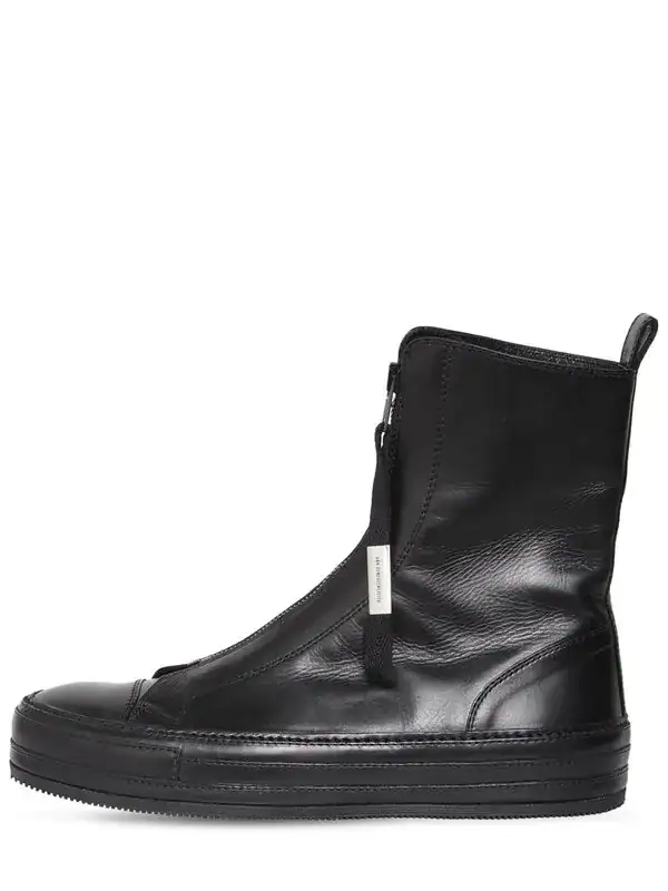 Ann Demeulemeester Reyer Nappa Leather High Zip Sneakers In Black 