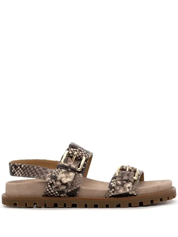 Michael Kors Judd Snakeskin-Effect Sandals In Brown 40% Off