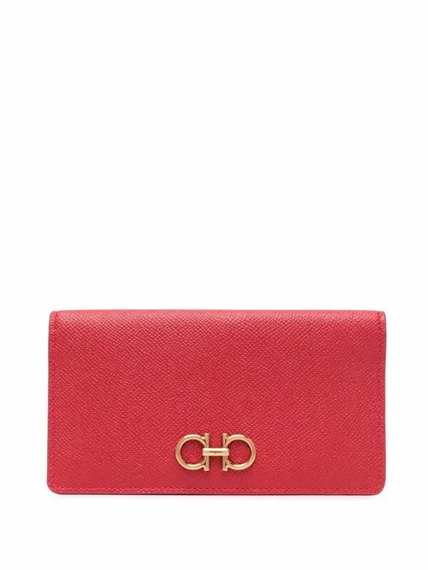 FERRAGAMO Gancini Long Leather Wallet - Red