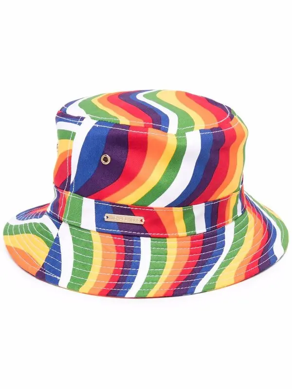 Michael Kors Pride Wavy Rainbow-Print Bucket Hat - Green  display picture 3