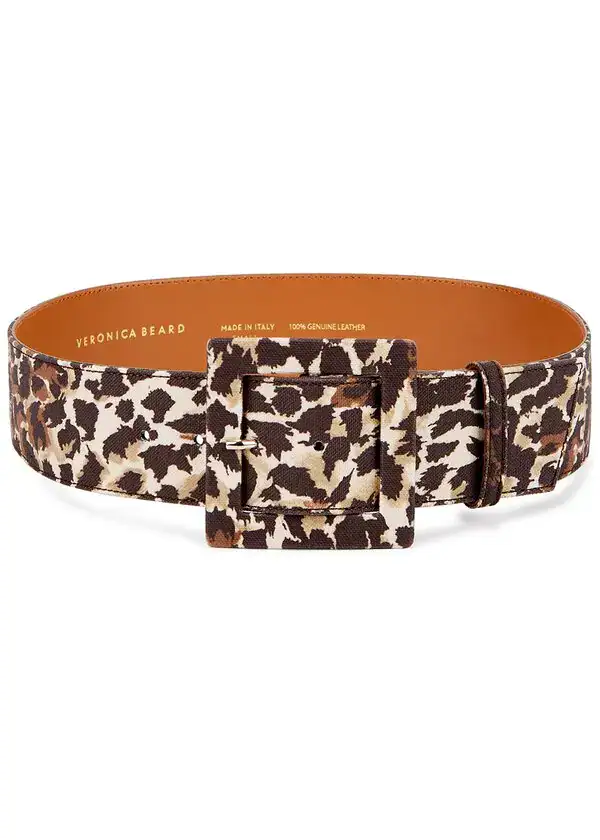 Veronica Beard Rickie -Print Canvas Belt In Leopard - 40  display picture 3