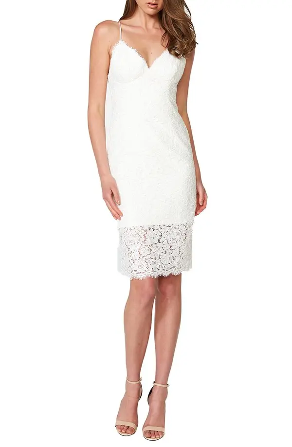Bardot Sienna Lace Cocktail Dress - Ivory | Editorialist