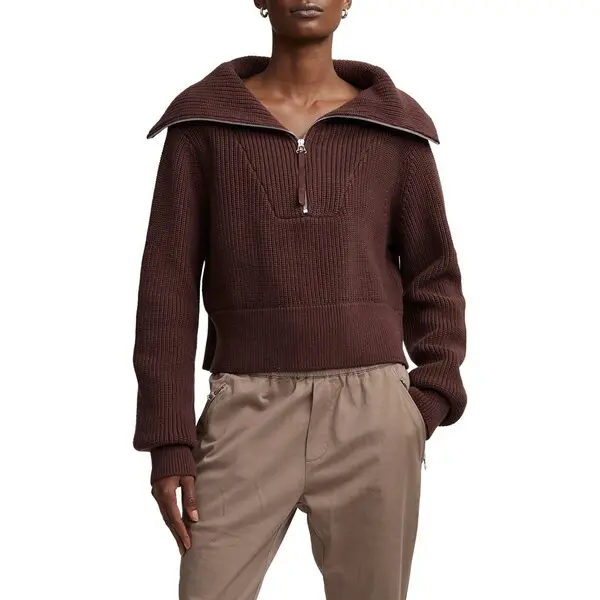 Varley Mentone Half Zip Sweater - Deep Mahogany