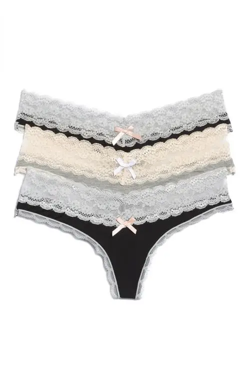 Honeydew Intimates Intimates 3-pack Lace Thong - Black/heather Grey/black