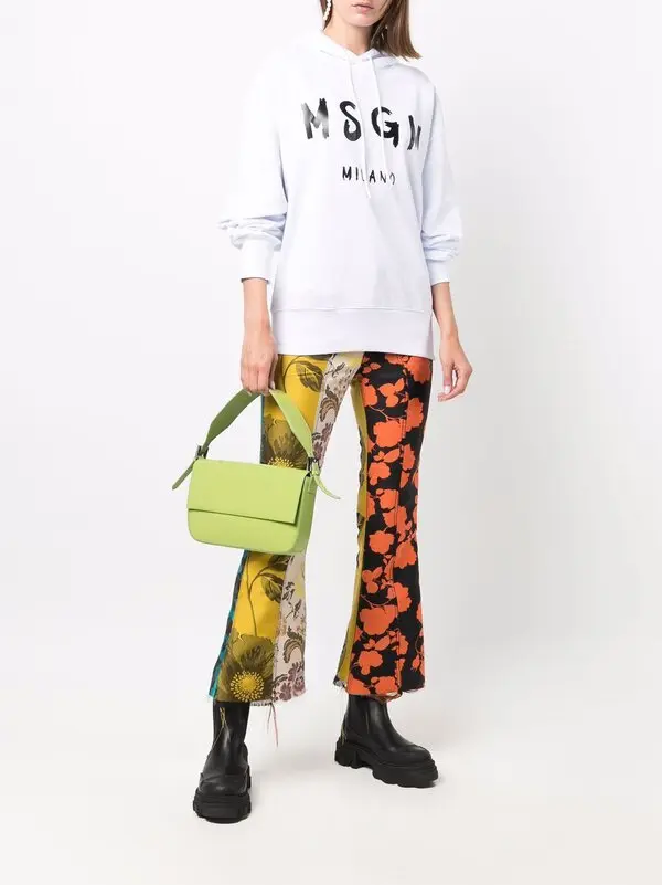 MSGM Logo-print Cotton Hoodie - White