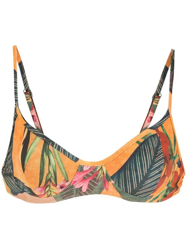 LYGIA & NANNY Cassis Leaf-print Bikini Top - Yellow
