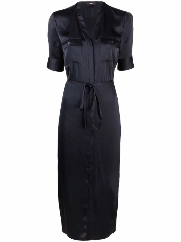 satin short sleeve shirt dress The Beverly Satin Short Sleeve Romper Dress Mocha / M