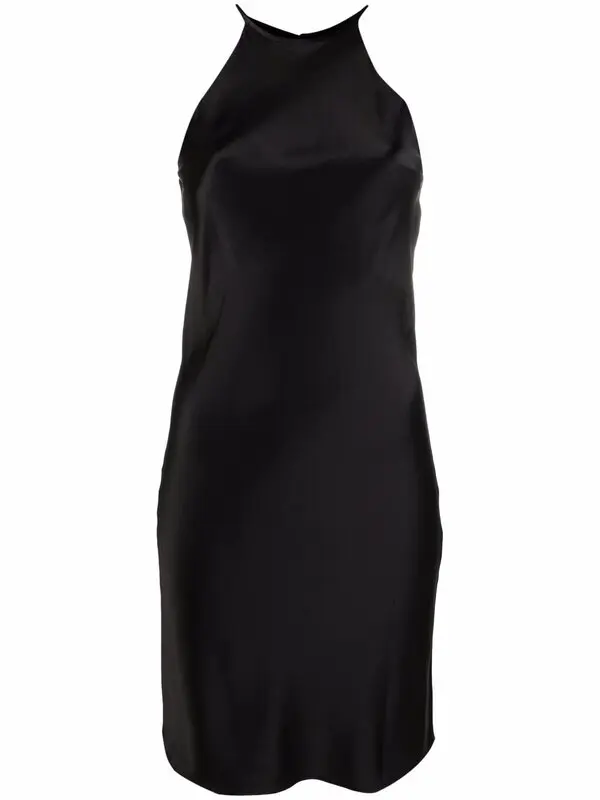 fitted lace wedding dress Luanna Black Satin Long-Sleeve Midi Dress With Draped Skirt And Embe – Club  L London main image 0