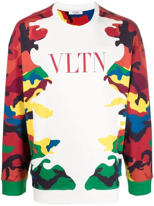 Valentino Garavani Camouflage Logo-print Sweatshirt - White