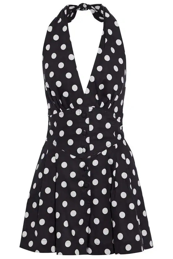 Zimmermann Bellitude Polka-Dot Linen And Cotton-Blend Halterneck Playsuit  Size In Black - 45% Off | Editorialist