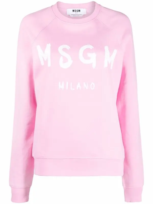MSGM Logo-print Crewneck Sweatshirt - Pink