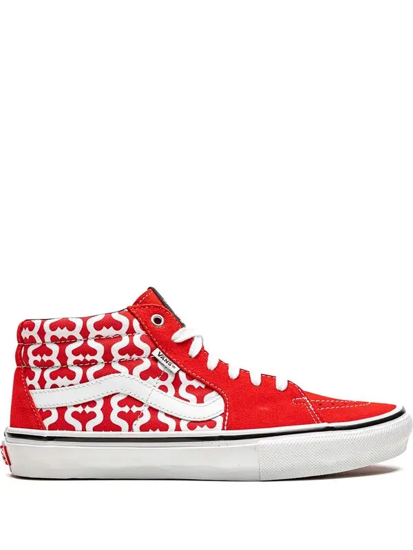 VANS X Supreme Skate Grosso Mid Monogram Sneakers - Red