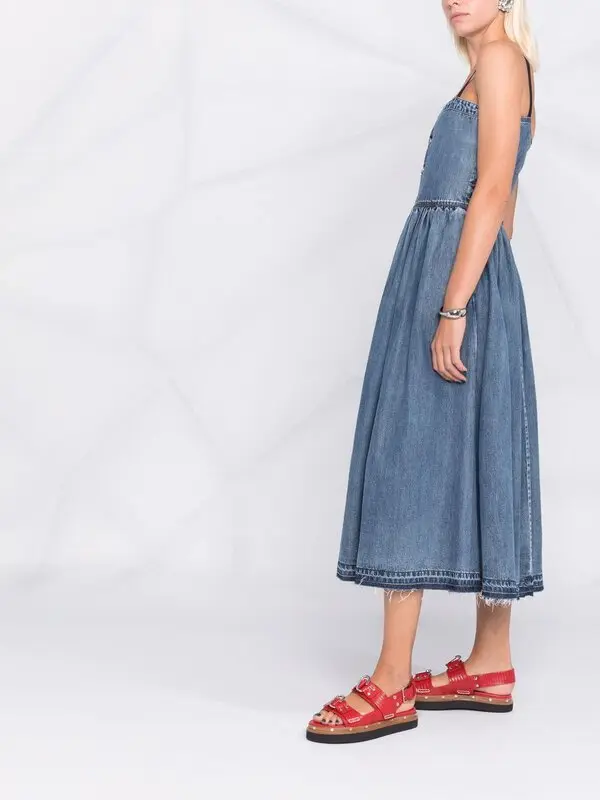 red valentino denim dress Red Valentino Women's blue printed denim dress with