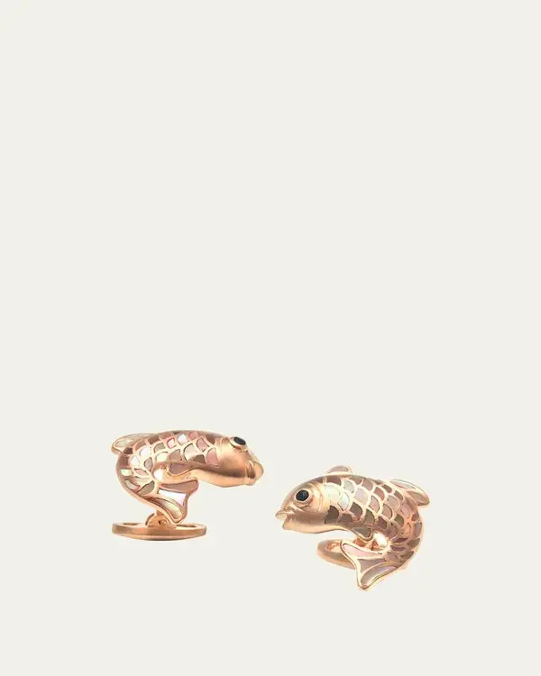 JAN LESLIE Mother-of-pearl Fish Cuff Links, Taupe