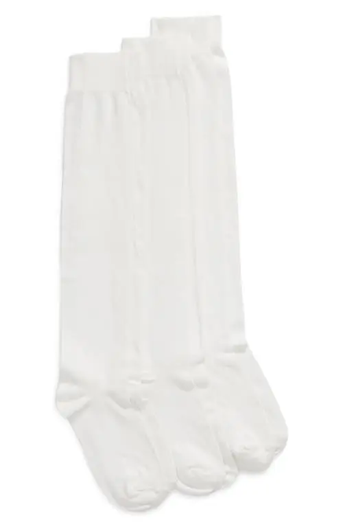 Hue 3-pack Flat Knit Knee-high Socks - White