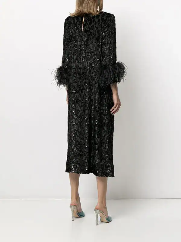 16arlington Fujiko Feather-Trimmed Midi Dress In Black - 20% Off |  Editorialist