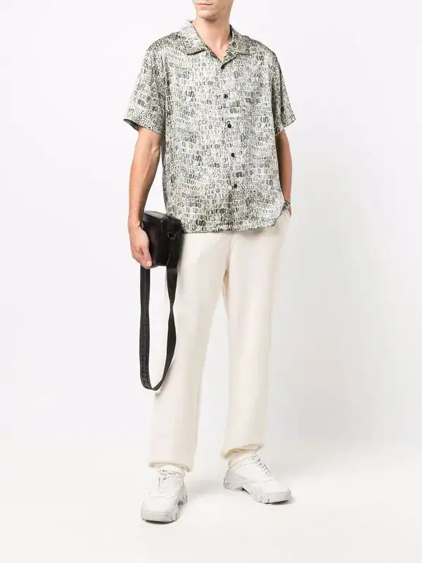 StüSsy Crocodile-Print Silk Shirt - Green | Editorialist