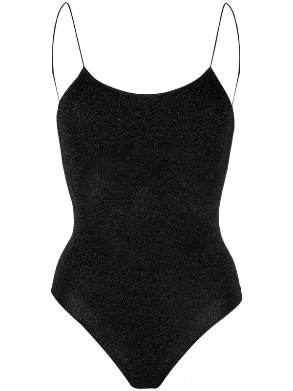 Oseree Open-back Lurex Swimsuit - Black