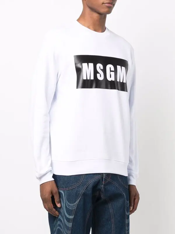 MSGM Logo-print Cotton Sweatshirt - White