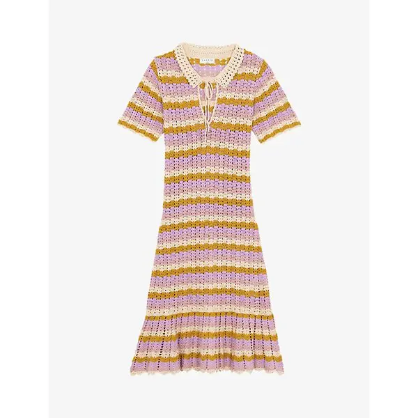 sandro knit polo dress Sandro Ethel Polo-Style Crochet Dress In Naturels - 18% Off