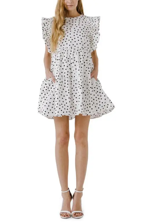 English Factory Dot Print Mini Dress - White