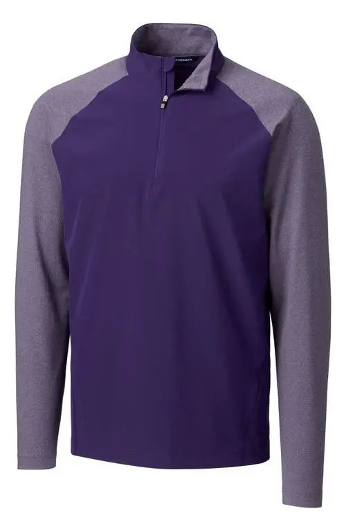 Cutter & Buck Response Hybrid Overknit Quarter Zip Pullover - College Purple